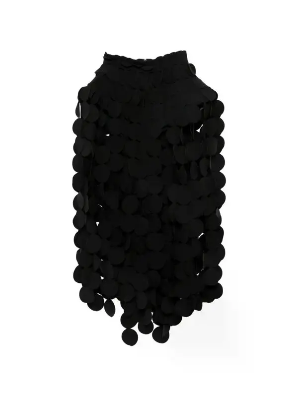A.W.A.K.E. Mode Circle Appliqué Midi Skirt - Black