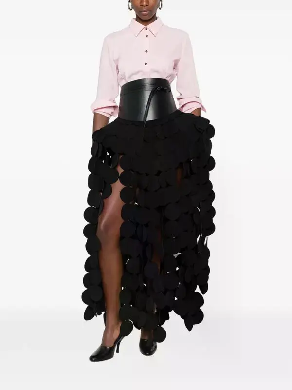 A.W.A.K.E. Mode Circle Appliqué Midi Skirt