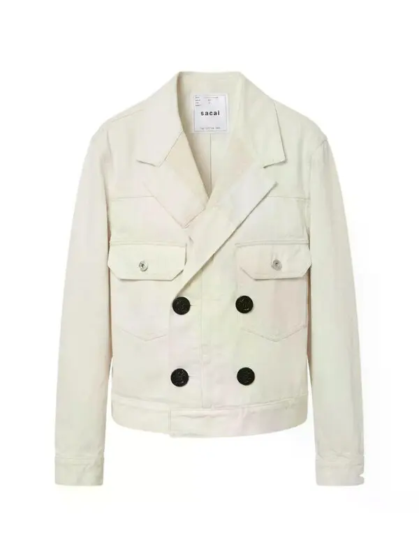 Sacai Double-breasted Jacket With Flap Pockets - White