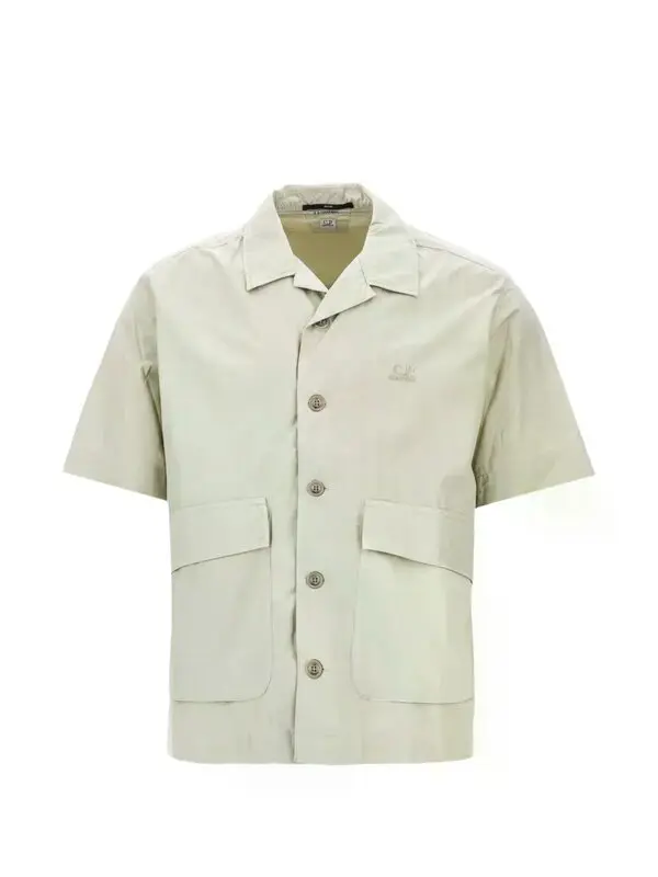 C.P. COMPANY Logo-embroidered Flap-pocket Shirt - Neutrals