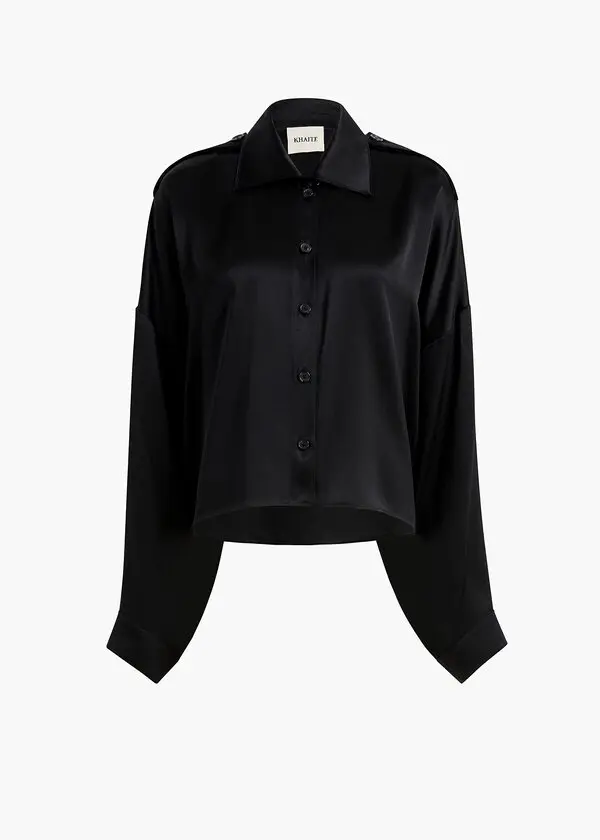 Khaite Bodine Silk Charmeuse Blouse - Black