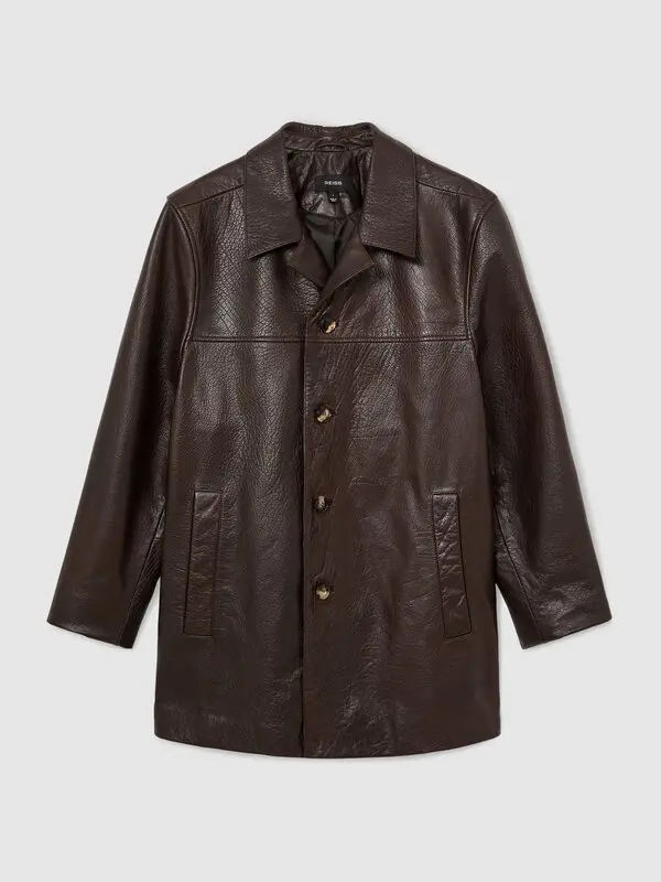 REISS Wilson Leather Trench Jacket