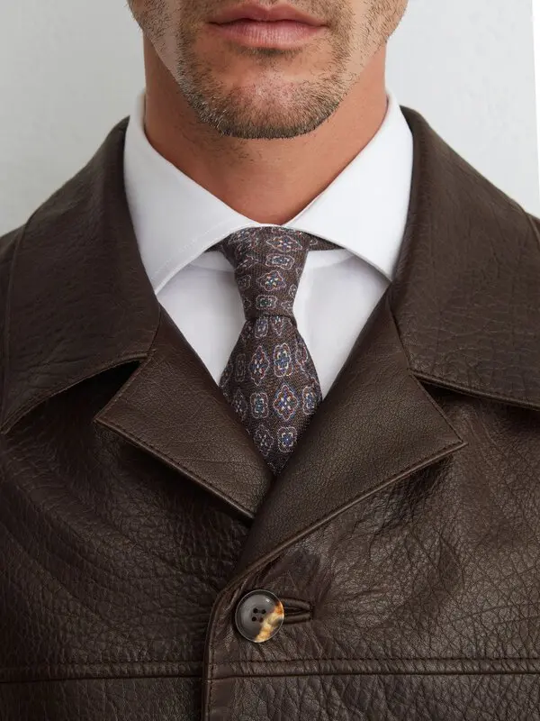 REISS Wilson Leather Trench Jacket