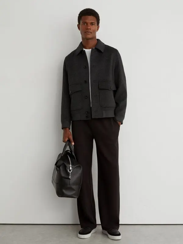 REISS Deluca Wool-blend Flap-pocket Bomber Jacket
