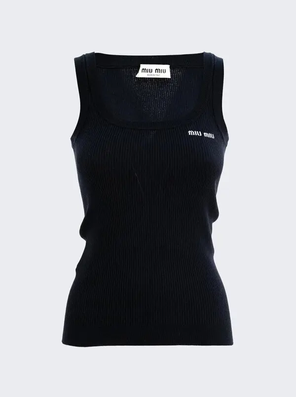 Miu Miu Cotton Knit Tank Top - Blue