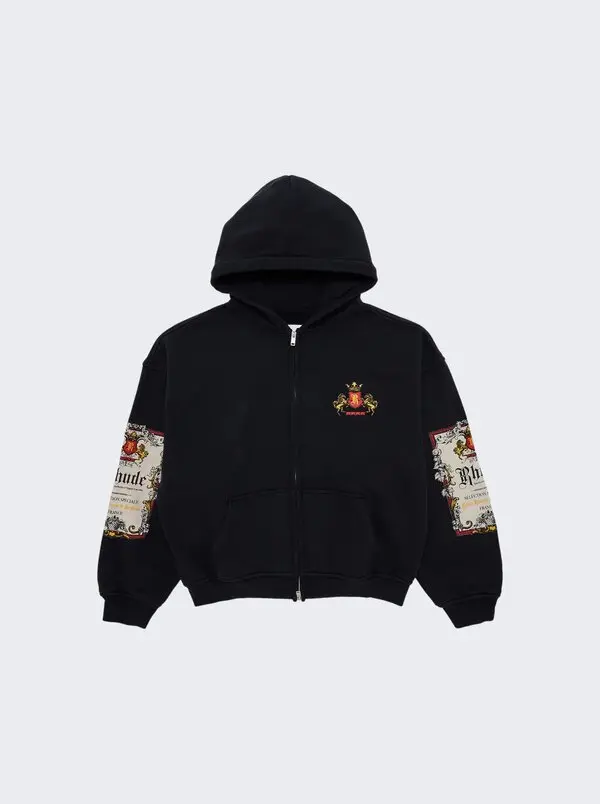 Rhude Bordeaux Reserve Zip-up Hoodie Vintage And White - Black