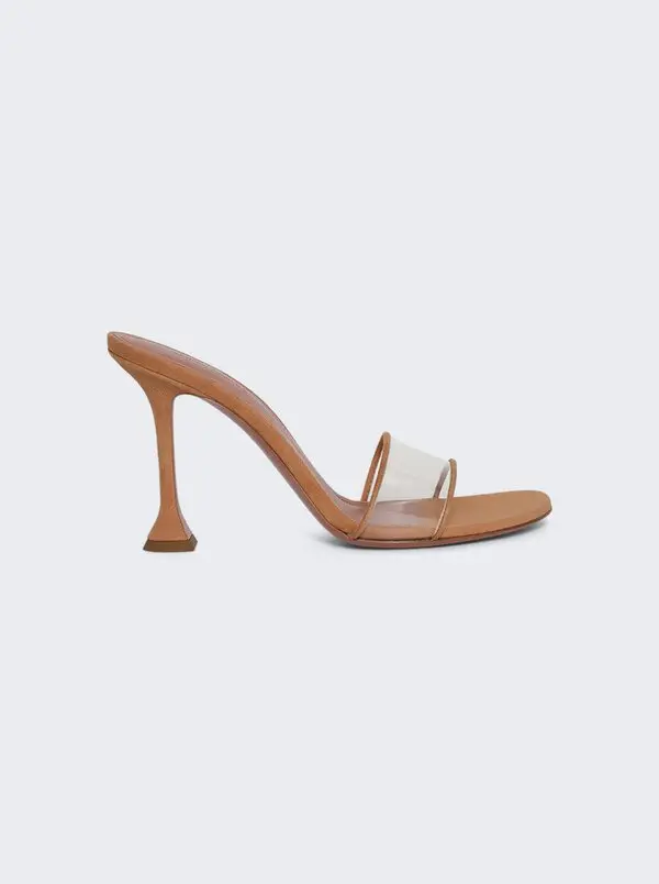 Amina Muaddi Suede And Pvc Slingback Sandals - Natural