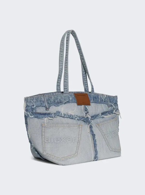 Alexander Wang Punch Denim Frayed Tote Bag