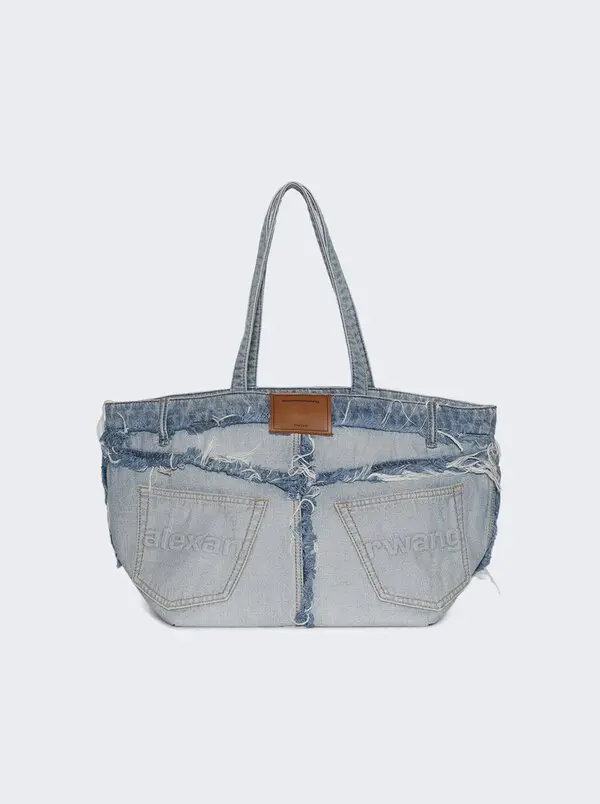 Alexander Wang Punch Denim Frayed Tote Bag - Blue