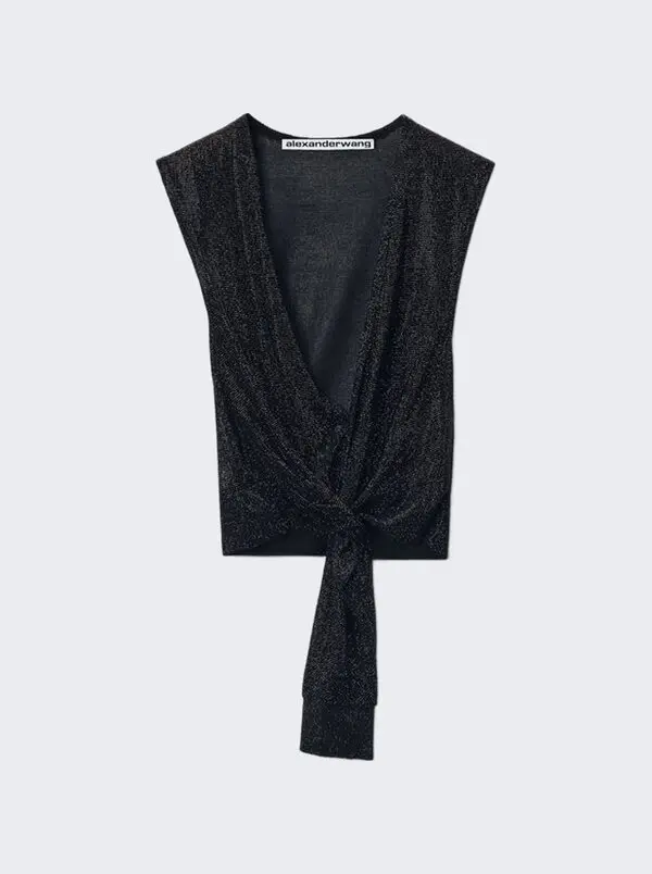 Alexander Wang Crystal Deep V-neck Knotted Top