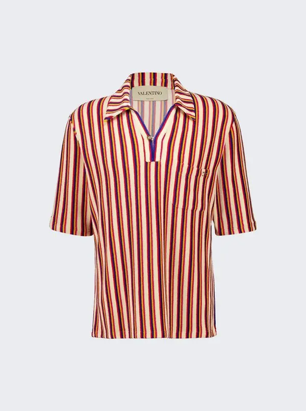Valentino Garavani Terry Polo Shirt Multicolor Stripes
