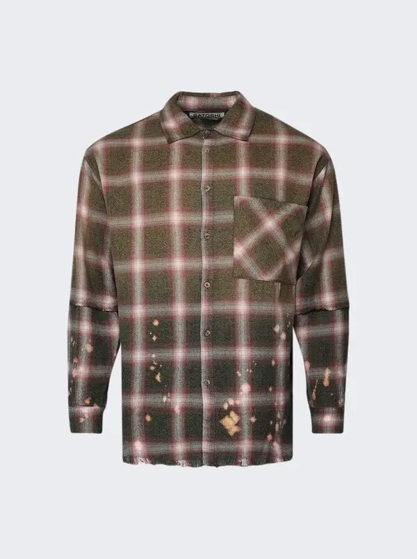 SATOSHI NAKAMOTO Patchwork Flannel Shirt Burgundy And Green - Multi
