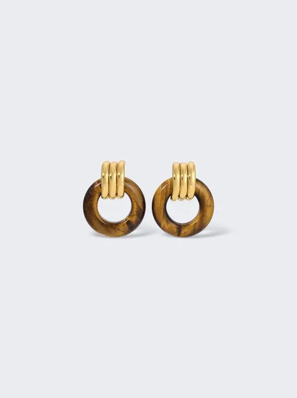 HEAVEN MAYHEM Luma Knot Earrings And Tigers Eye - Gold