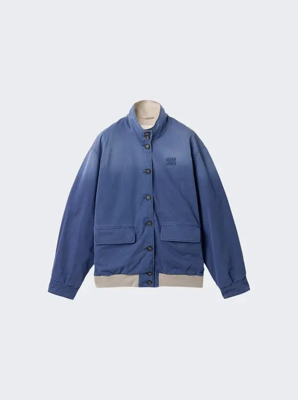 Miu Miu Old Washed Twill Blouson Jacket And Limestone - Blue