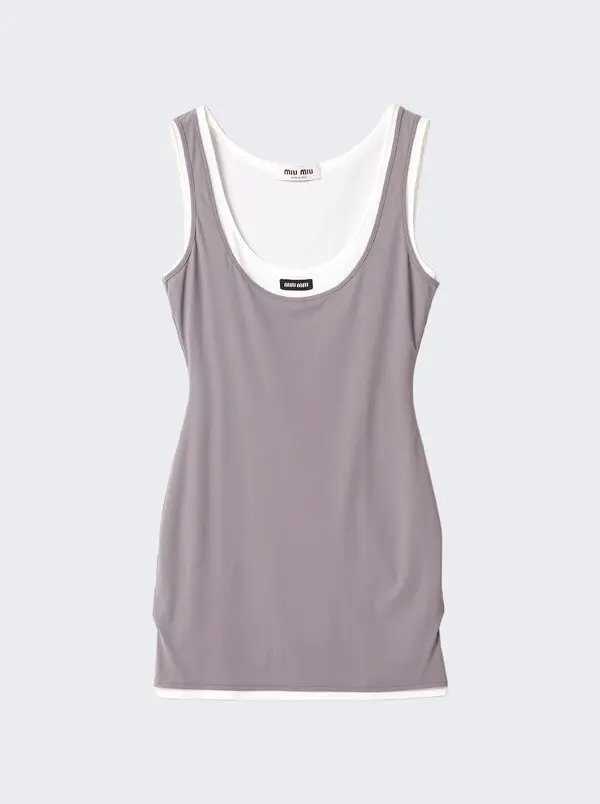 Miu Miu Stretch Jersey Mini Dress Steel - Grey