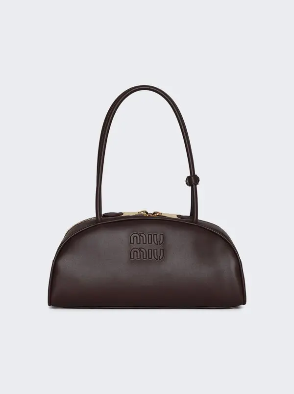 Miu Miu Calfskin Leather Beau Handbag - Brown