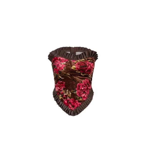 COLLECTED XX Heart-shaped Velvet Top With Vegan Leather Frill