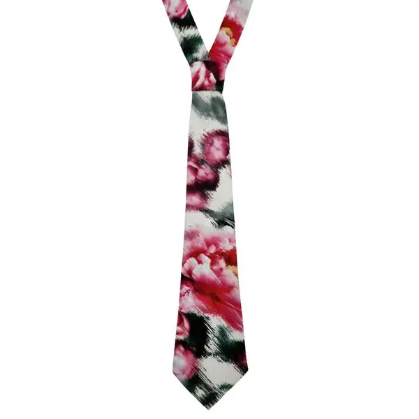NANDANIE Floral Classic Neck Tie - White
