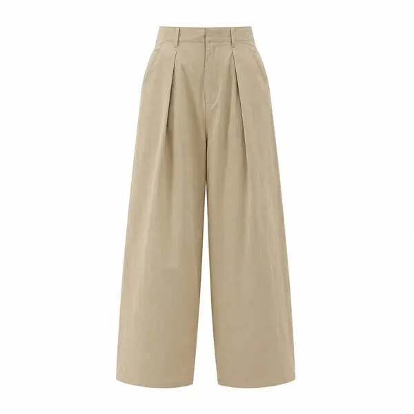 MUTE BY JL Pleated Wide Leg Trousers - Yellow