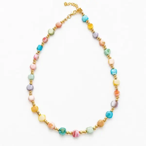 NUVV COLLECTION Pastel Mosaic Beaded Choker Necklace