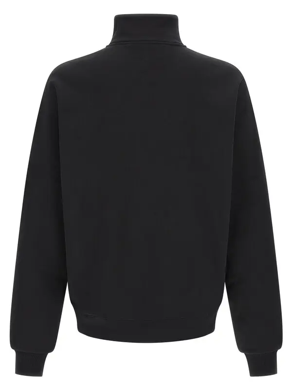 Jacquemus Le Camionneur Gros Grain Fleece Sweatshirt With Zip Closure - Black