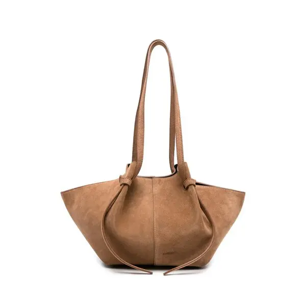 Yuzefi Suede Gathered Shoulder Bag - Brown
