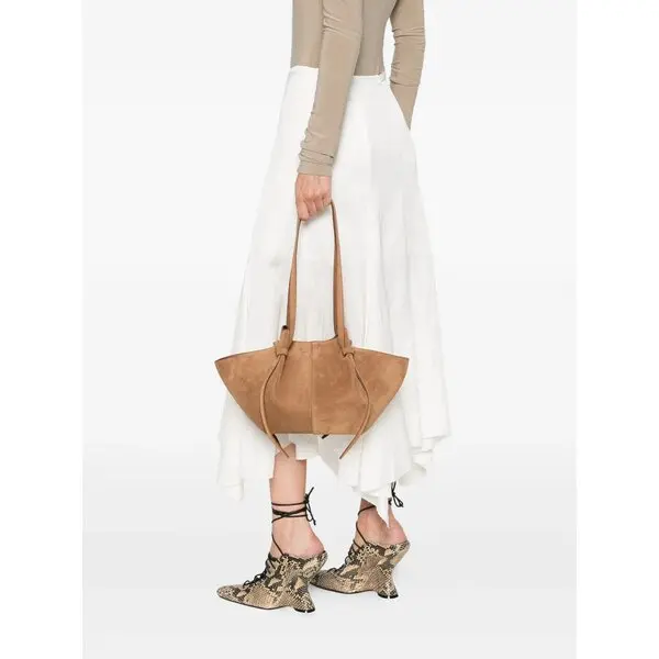 Yuzefi Suede Gathered Shoulder Bag - Brown
