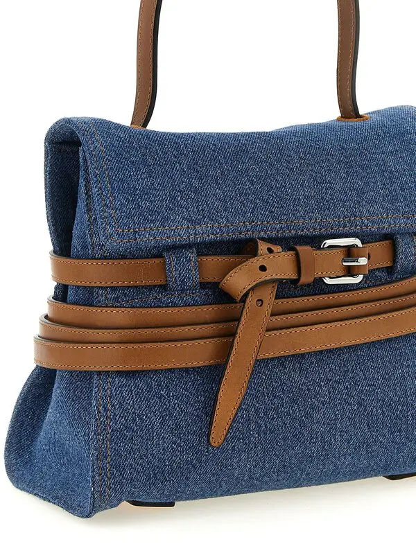 Moschino Tie Me' Denim Handbag With Leather Belts