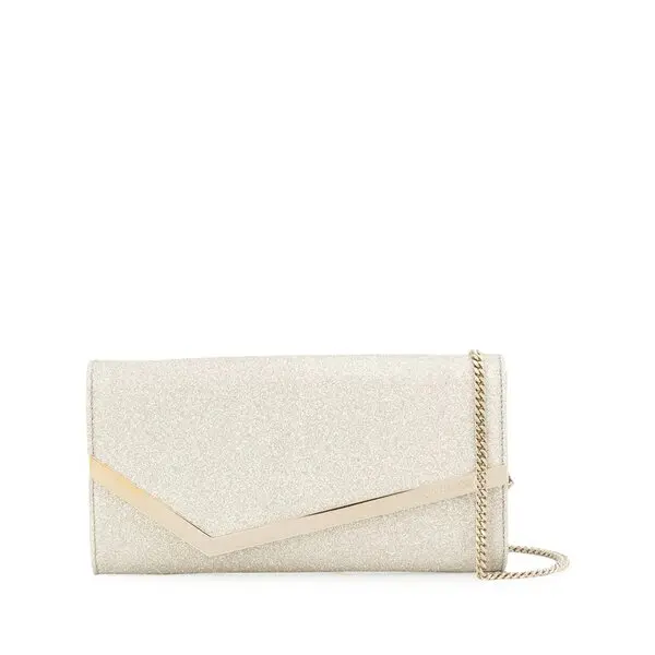 JIMMY CHOO Metallic Glitter Clutch Bag - Silver