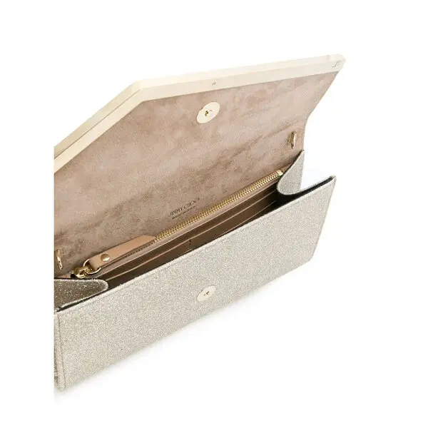 JIMMY CHOO Metallic Glitter Clutch Bag - Silver