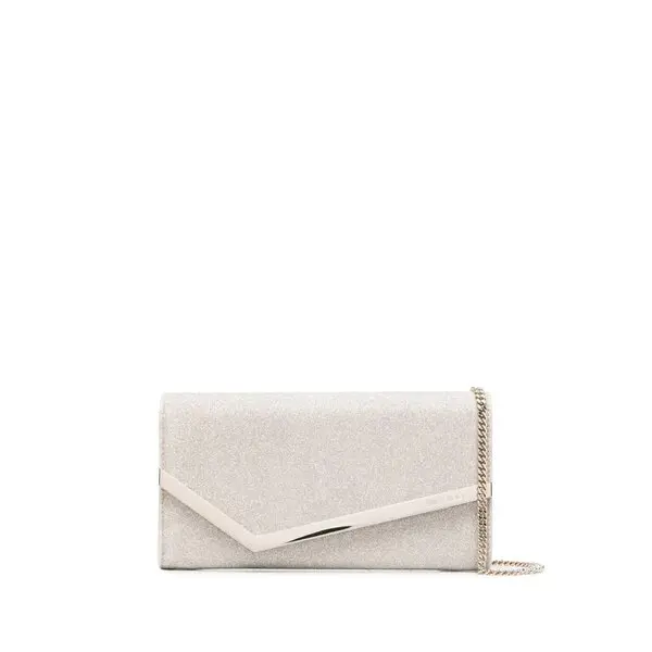 JIMMY CHOO Metallic Glitter Clutch Bag - Silver