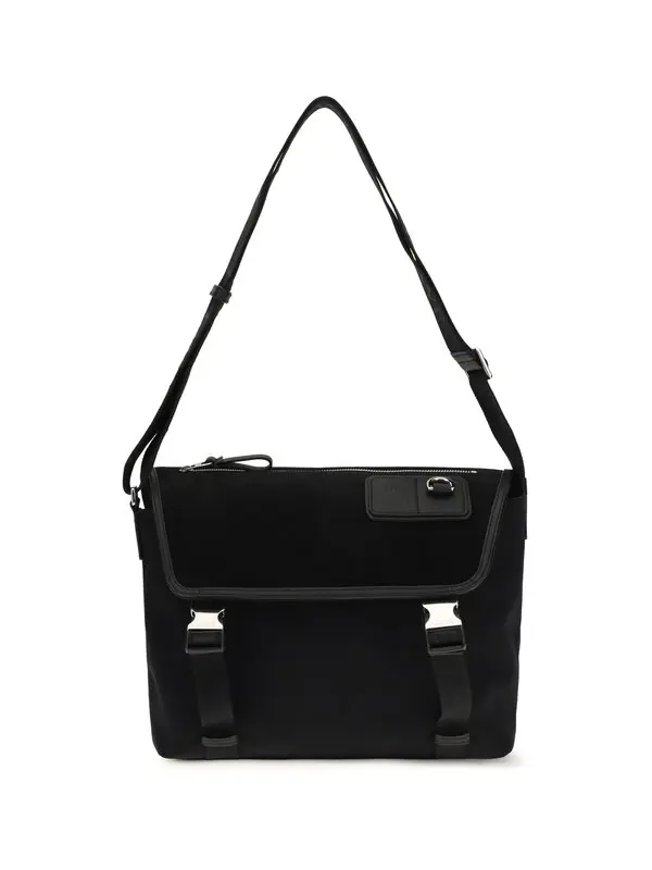Loewe Medium Messenger Flex Bag In Canvas And Suede - Black