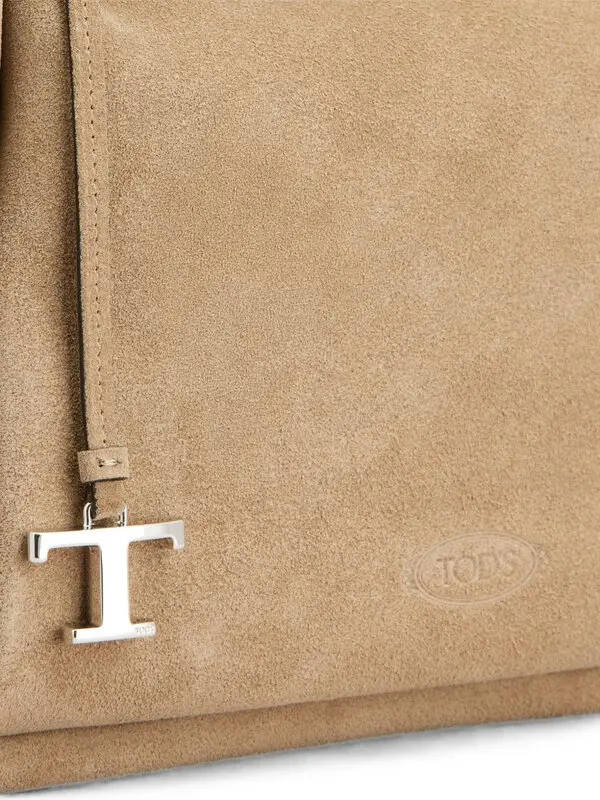 TOD'S Suede Bag With Silver-tone T Timeless Pendant - Multicolor