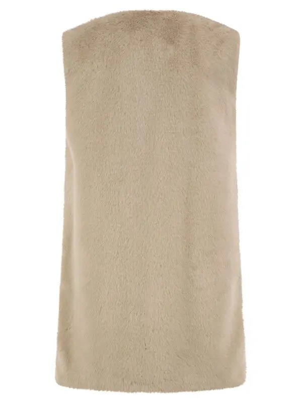Herno Long Faux Fur-effect Gilet - Cream