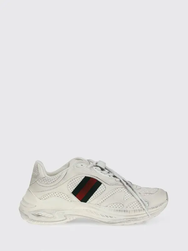 Gucci Calfskin Perforated Sneakers - White