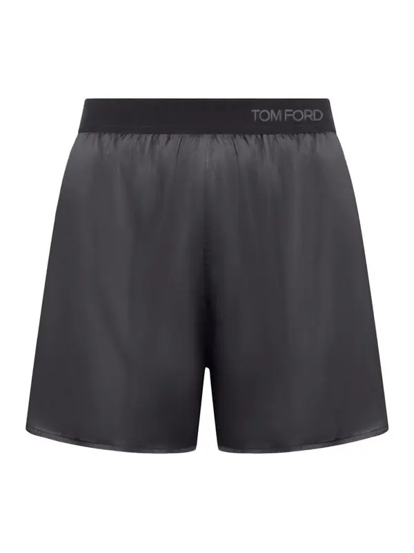 TOM FORD Silk Satin Shorts With Jacquard Logo - Black