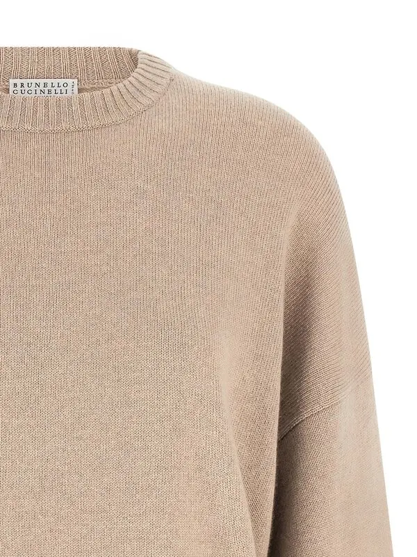 Brunello Cucinelli Cashmere Sweater With Removable Monile Silk Cuffs