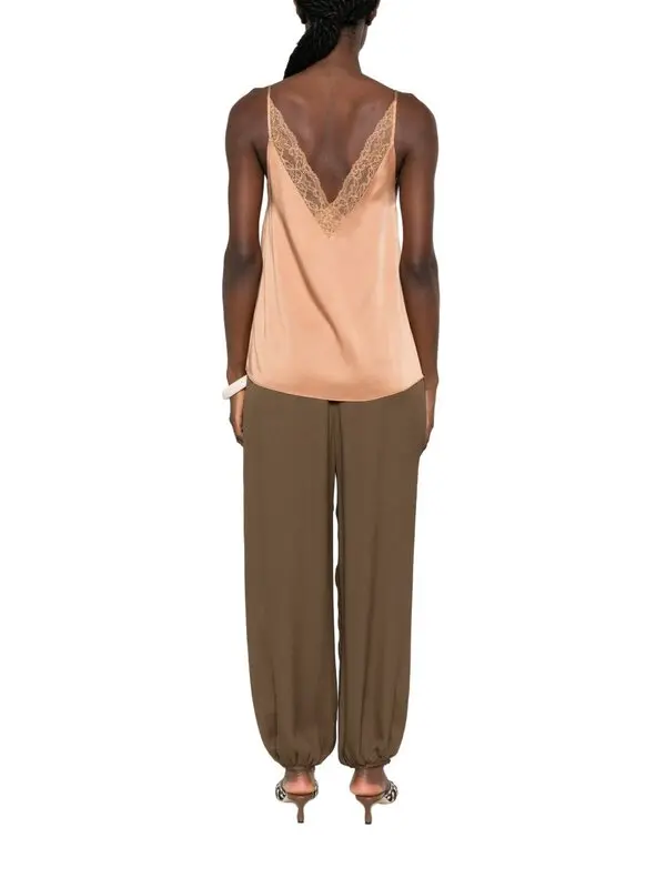 FORTE_FORTE Lace Trim V-neck Top - Multicolor