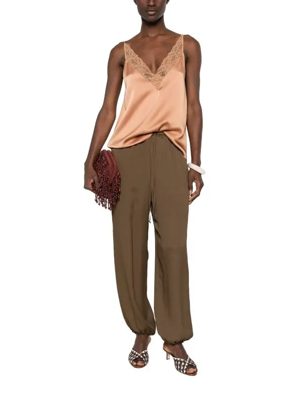 FORTE_FORTE Lace Trim V-neck Top - Multicolor