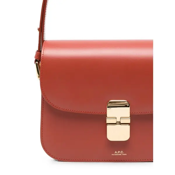 A.p.c. Leather Shoulder Bag With Gold-tone Hardware - Orange