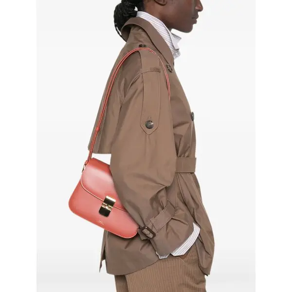 A.p.c. Leather Shoulder Bag With Gold-tone Hardware - Orange