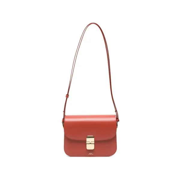 A.p.c. Leather Shoulder Bag With Gold-tone Hardware - Orange