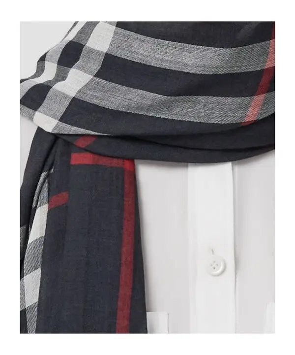 Burberry Lightweight Check Scarf - Navy Blue