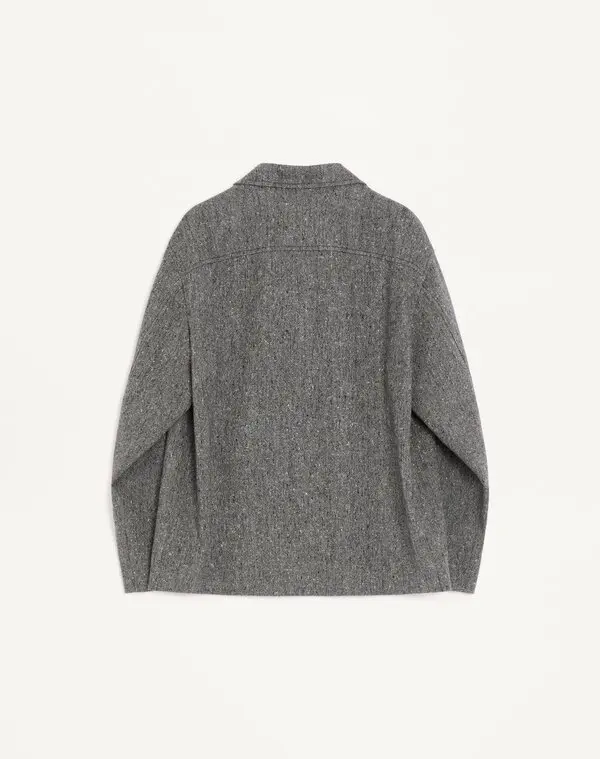 Valentino Garavani Shirt Jacket In Boutonné Wool With Vgold