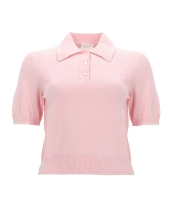 A.p.c. Short-sleeved Knitted Polo Top - Pink