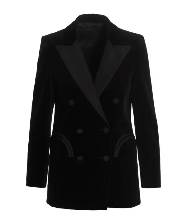 BLAZÉ MILANO Everyday Double-breasted Velvet Blazer - Black