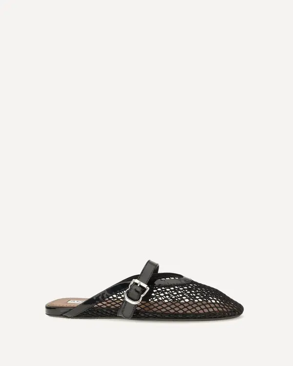 Alaïa Mesh Mules With Patent Leather Trim - Black