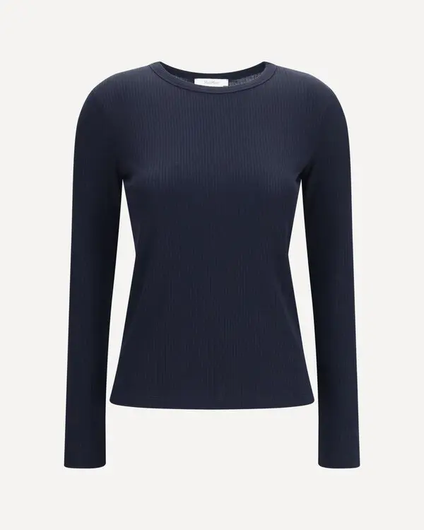 Max Mara Ribbed Long Sleeve Crewneck Sweater - Blue