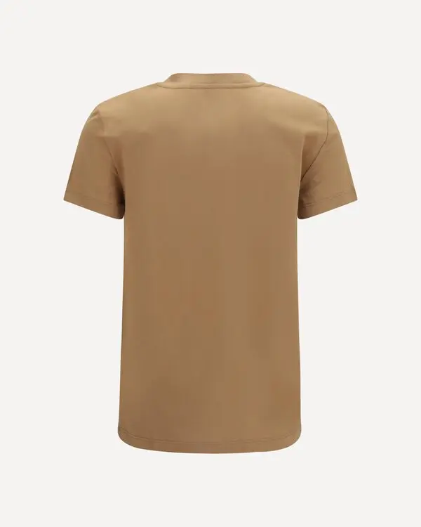 Max Mara Papaia Cotton T-shirt With Monogram Pocket - Beige