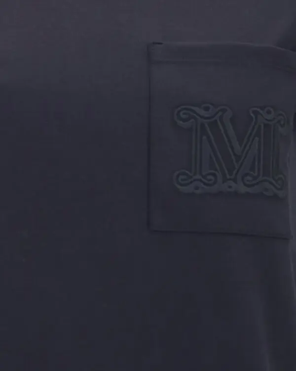Max Mara Papaia Cotton T-shirt With Monogram Pocket - Black